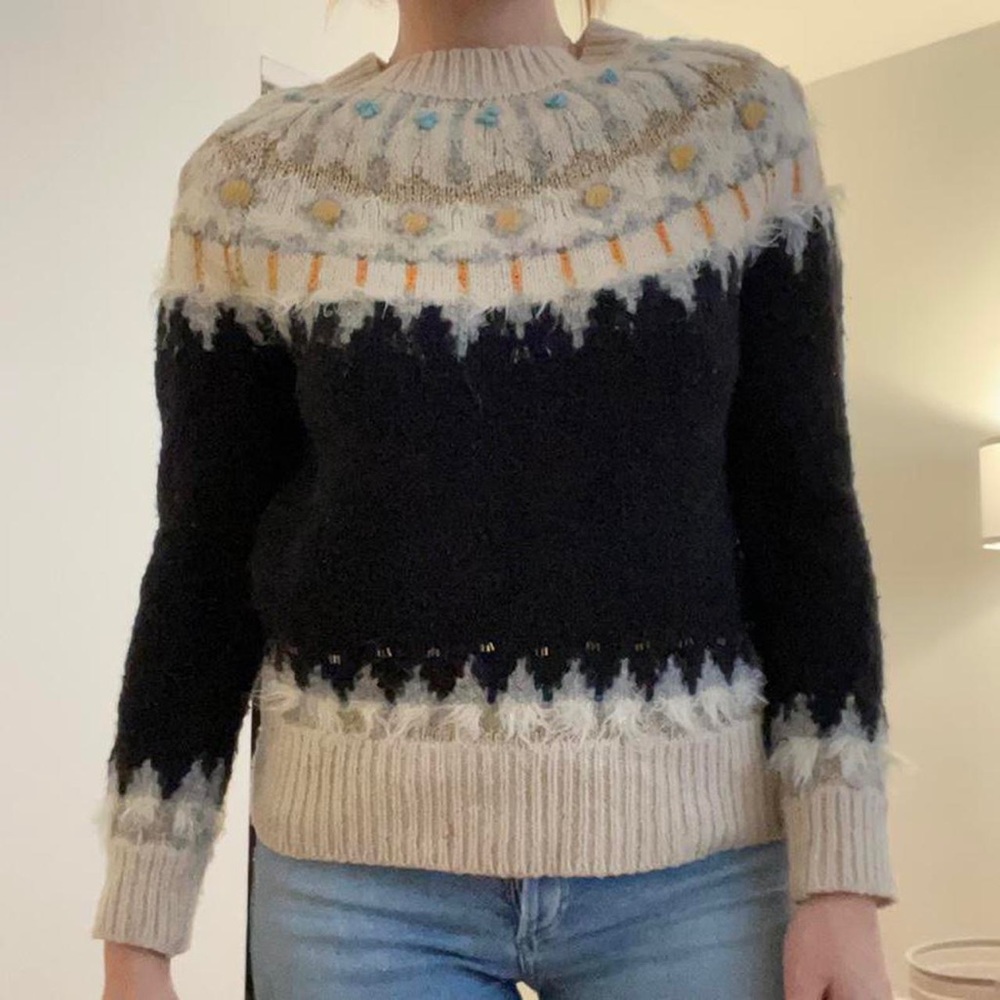 Anthropologie Embellished Fair Isle Sweater - Gem